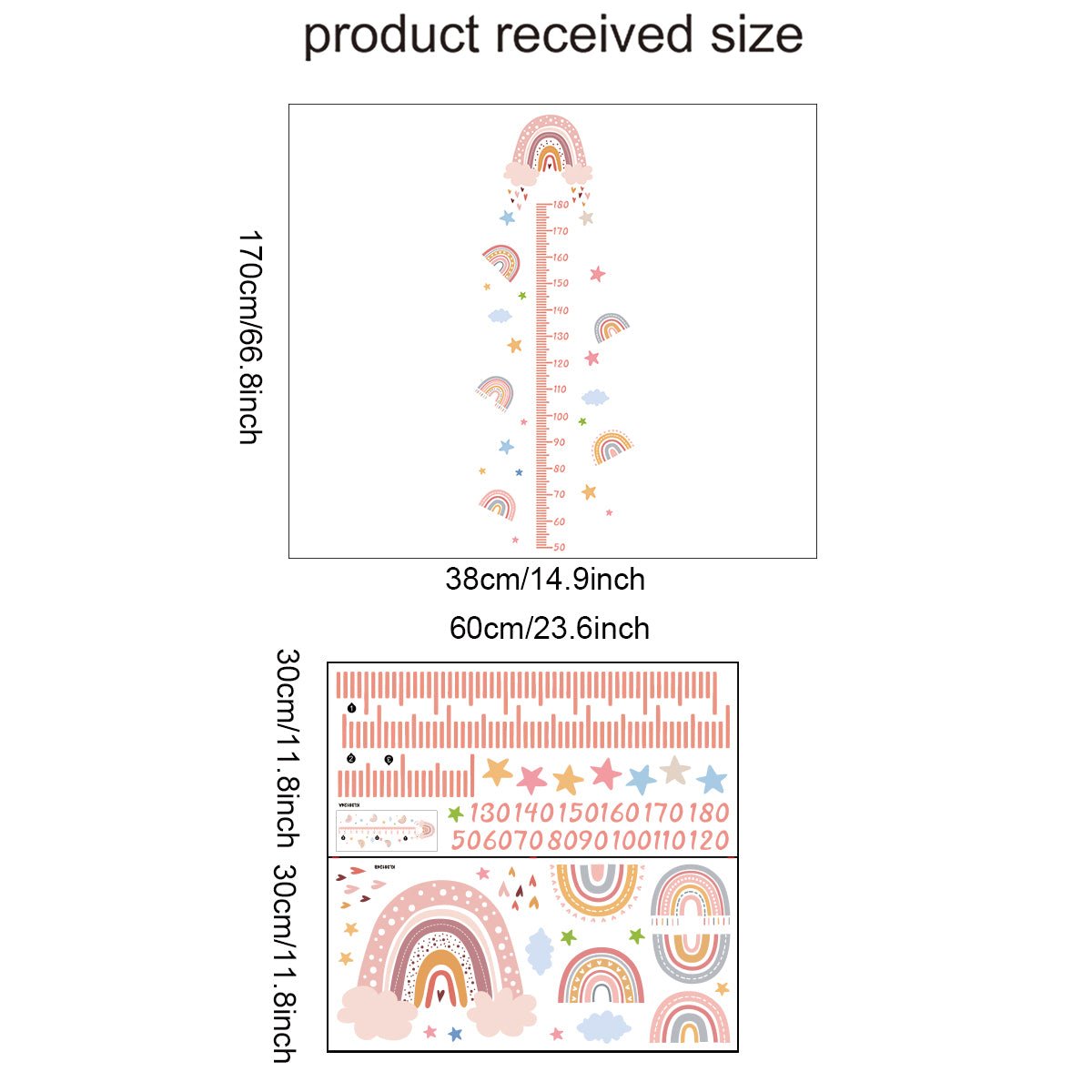 Height Chart Wall Sticker - Dreamy Rainbow – Nursery Stickers